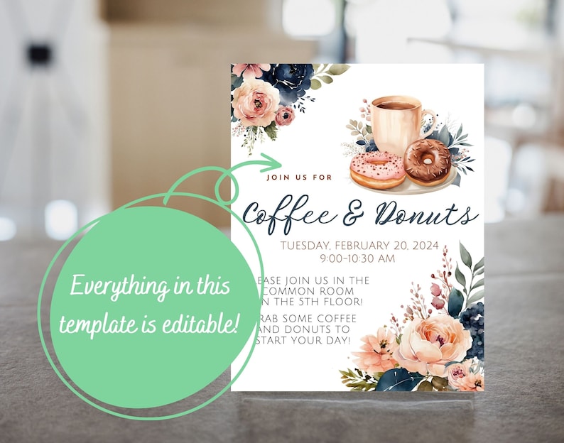 Coffee and Donuts Event Flyer and Event Sign Template Bundle (editable ...