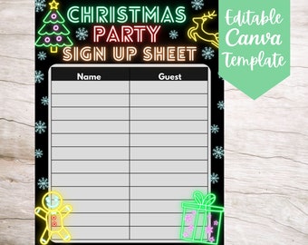 Editable Christmas Party Sign up Sheet - Etsy