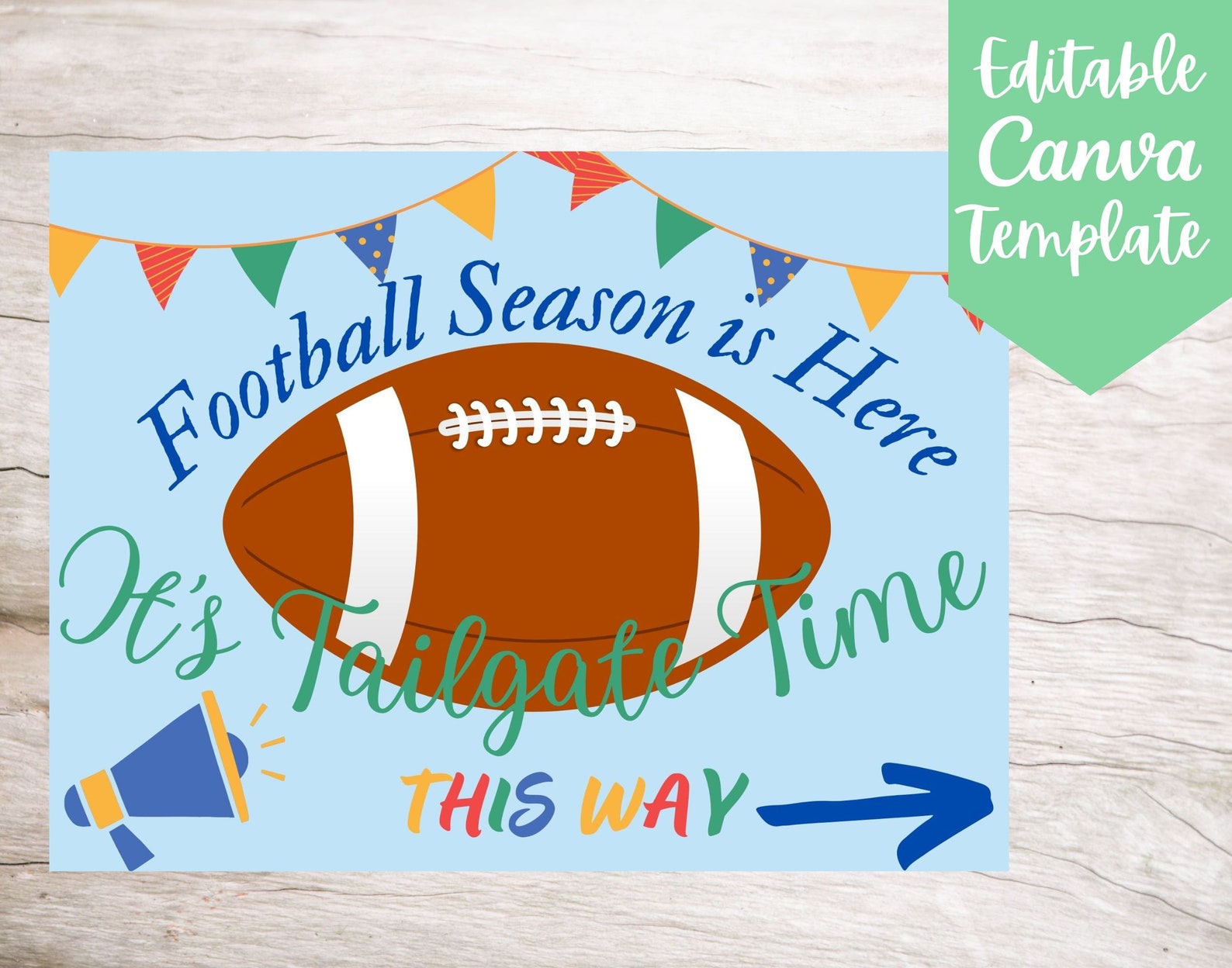 Editable and Printable Football Tailgate Yard Sign Template, Instant ...