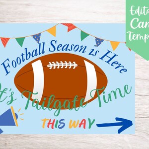 Editable and Printable Football Tailgate Yard Sign Template, Instant ...