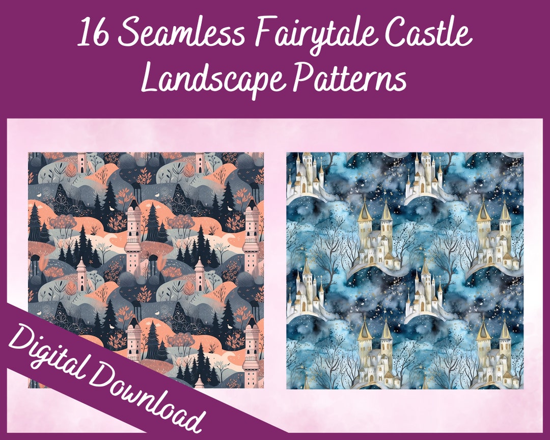 16 Printable Fairytale Castle Landscape Patterns Fairytale - Etsy