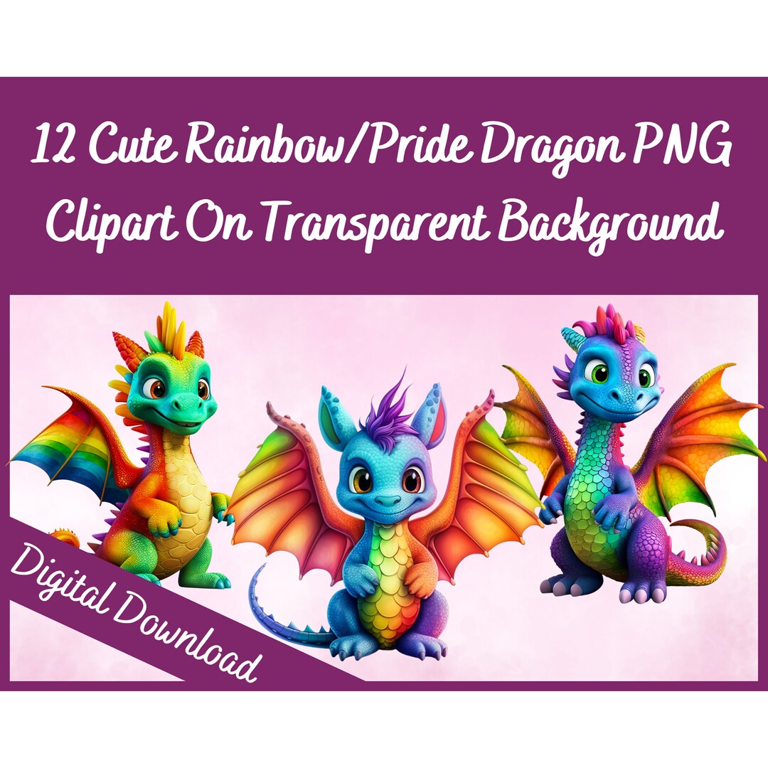 Rainbow Colored Dragon Clipart Pride Dragon Clipart Clipart Transparent ...
