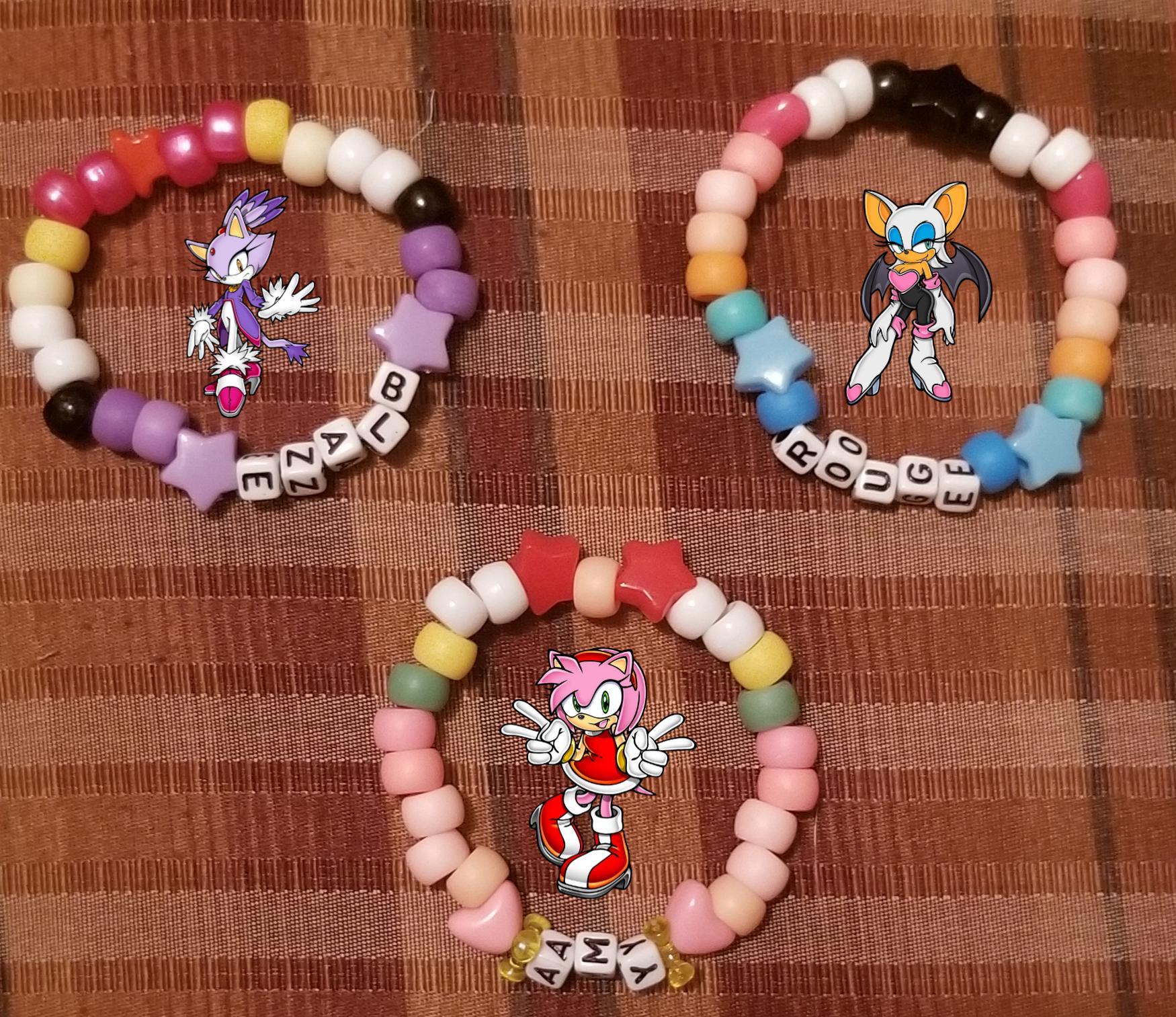 Amy Rose, Blaze, and Rouge Matching Braclet Set | Sonic Braclet Set - Etsy