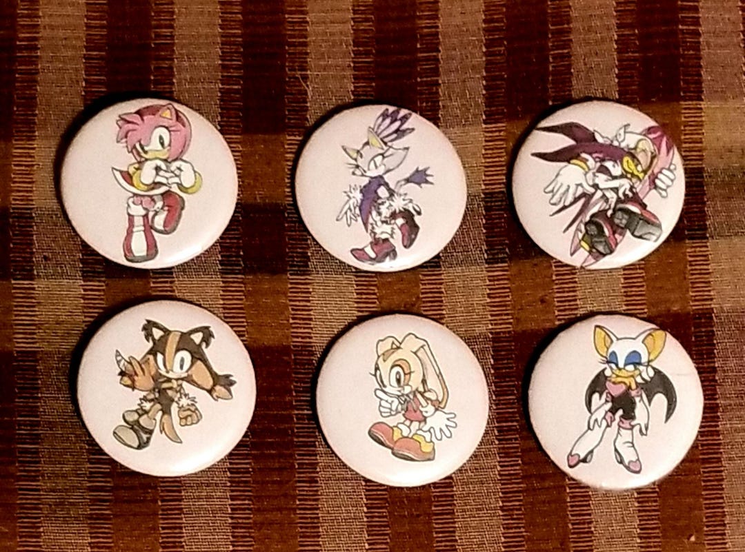 Female Sonic Character Buttons | Sonic Pins - Etsy