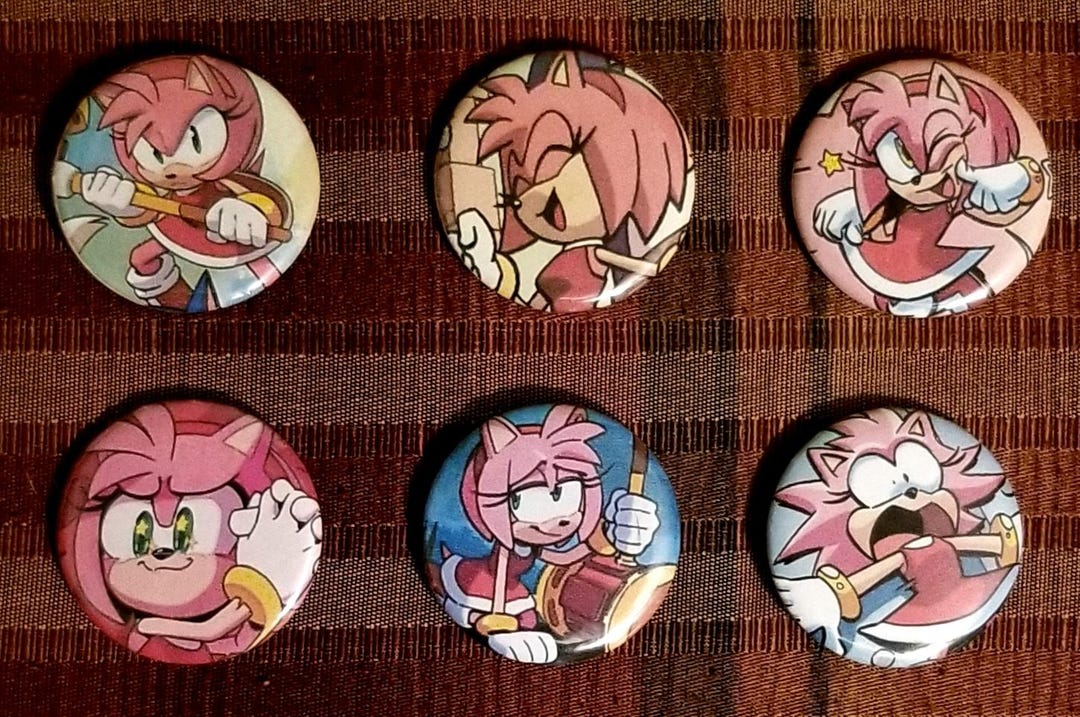 Amy Rose Buttons | Sonic Pins - Etsy