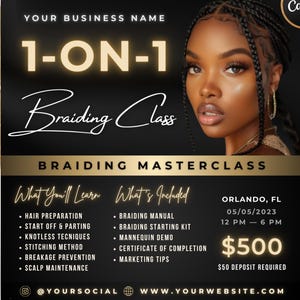 Braiding Class Flyer, DIY 1 on 1 Braid Training Masterclass Course ...