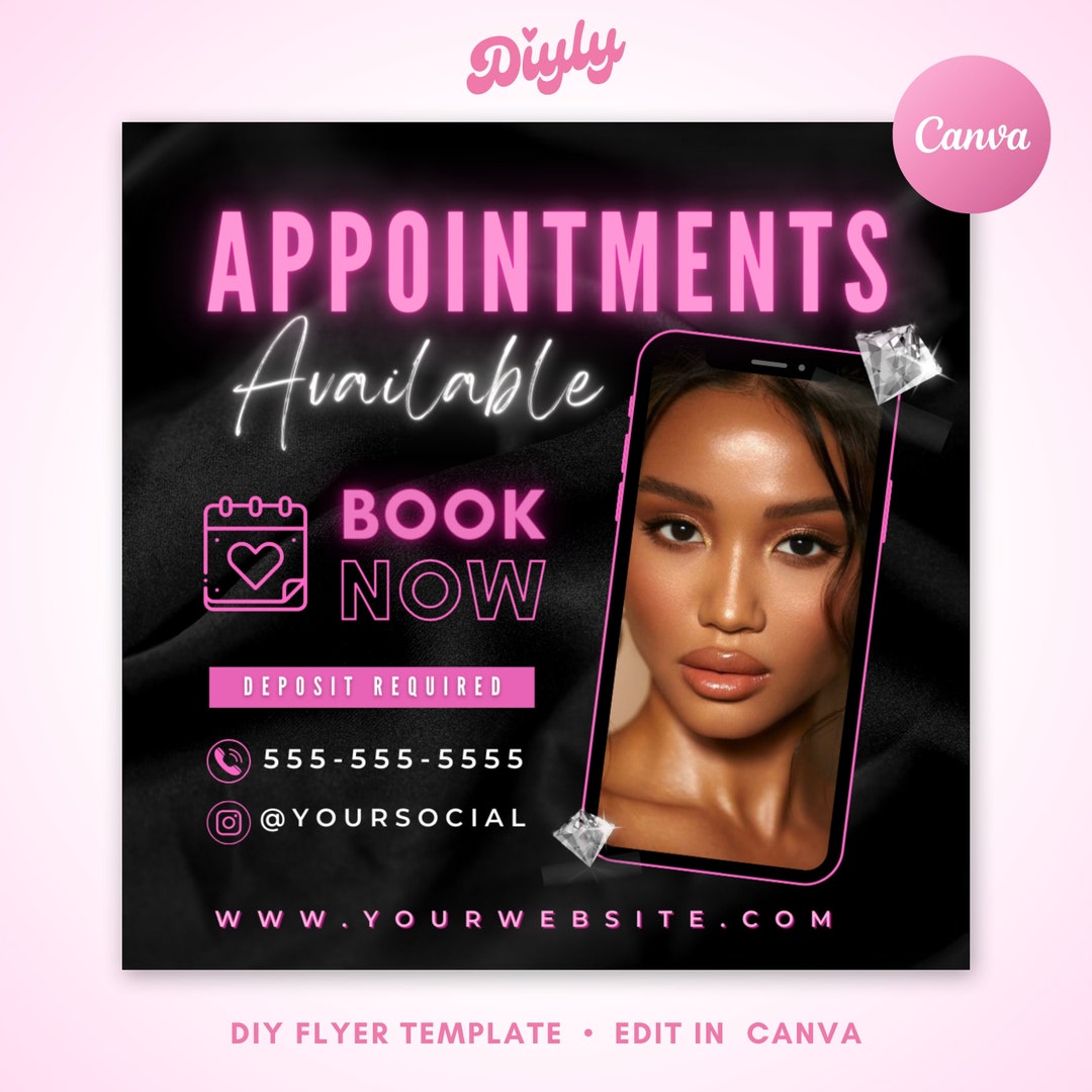 Appointments Available Flyer, DIY Spring Book Now Template, Beauty Hair ...