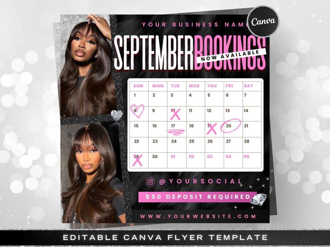 September Bookings Now Available Flyer, DIY Fall Book Now Appointments ...