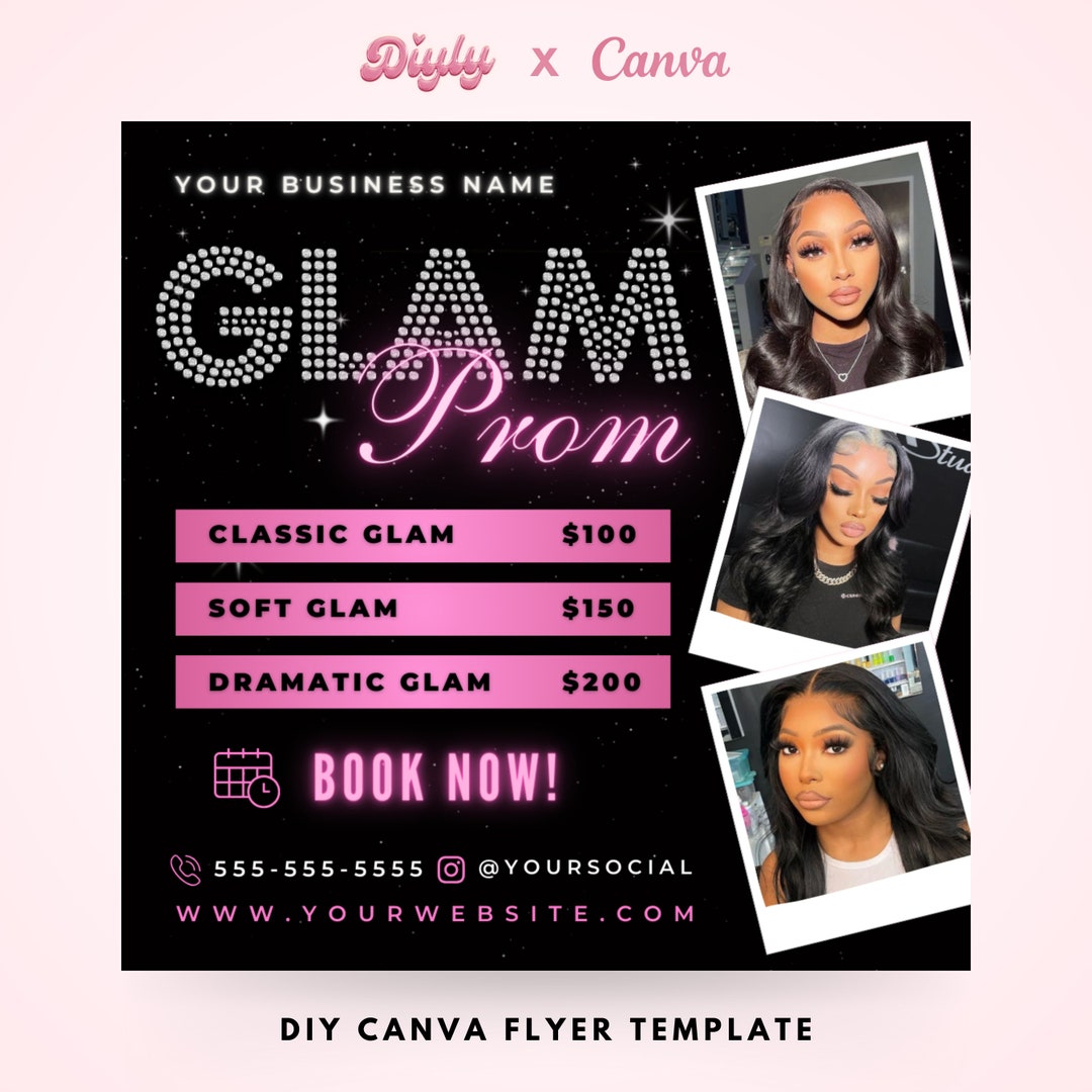 Glam Prom Specials Flyer, DIY Prom Queen Beauty Makeup Artist Hair Nail ...