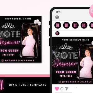 Prom Queen Campaign Flyer DIY Vote for Me Election High - Etsy