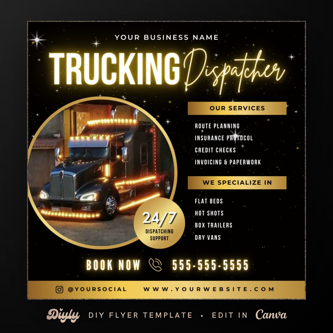 Truck Dispatcher Flyer, DIY Trucking Dispatchers Service Flyer, Broker ...