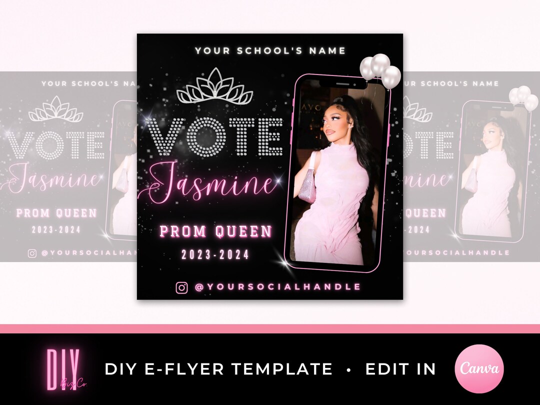 Prom Queen Campaign Flyer DIY Vote for Me Election High - Etsy