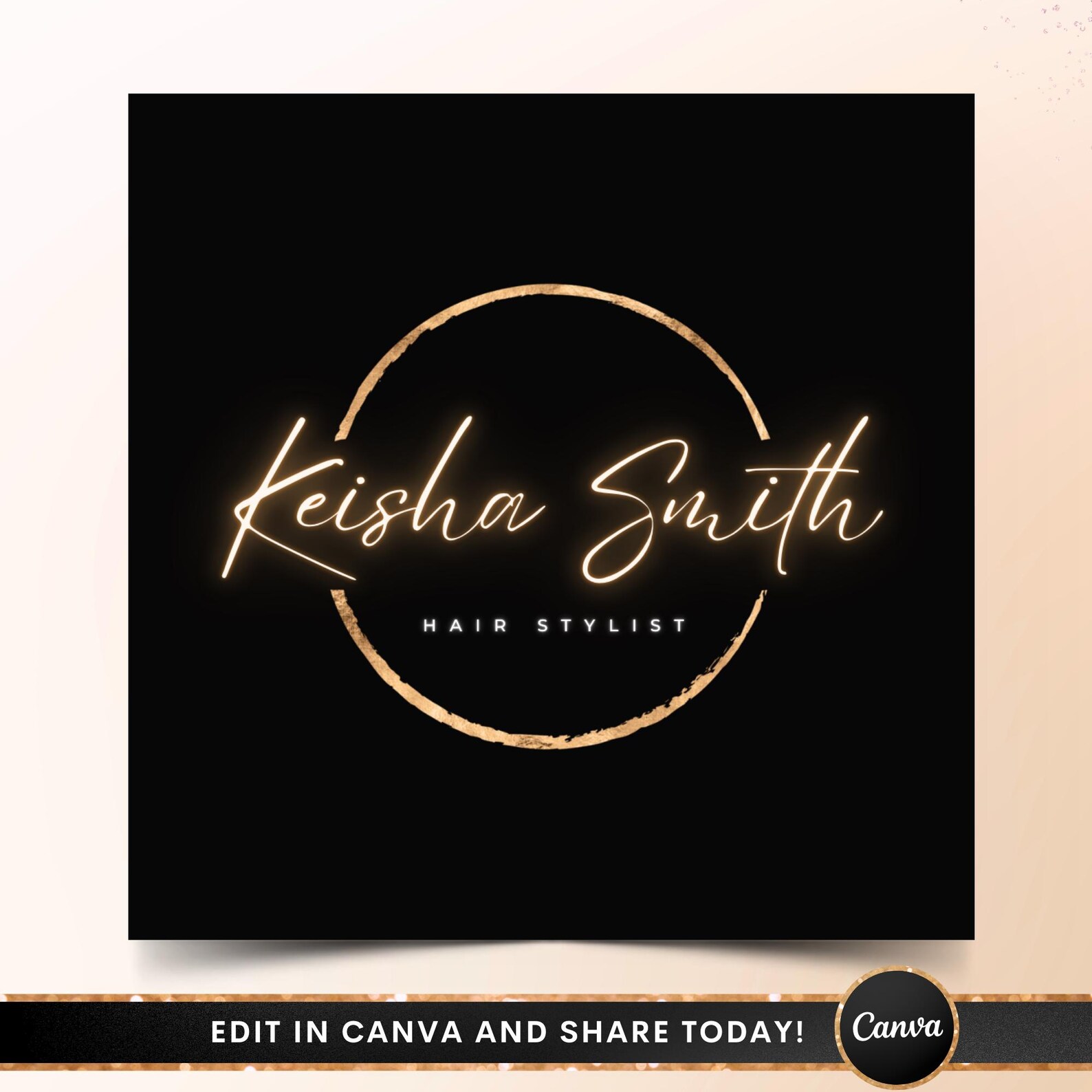 Gold Hair Logo, Premade Small Business Logo Design, DIY Beauty Branding ...