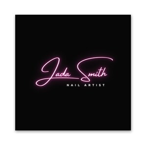 DIY Neon Pink Signature Logo Editable Small Business Canva - Etsy