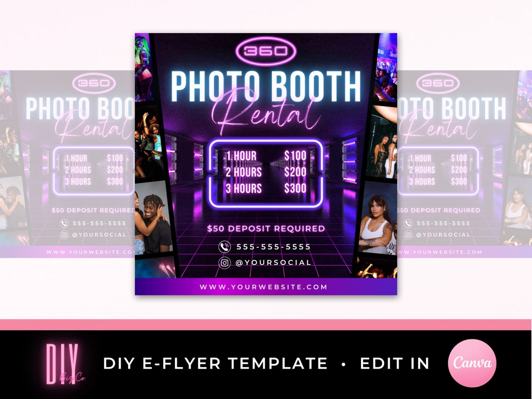 360 Photo Booth Rental Flyer DIY Event Photography Rental - Etsy