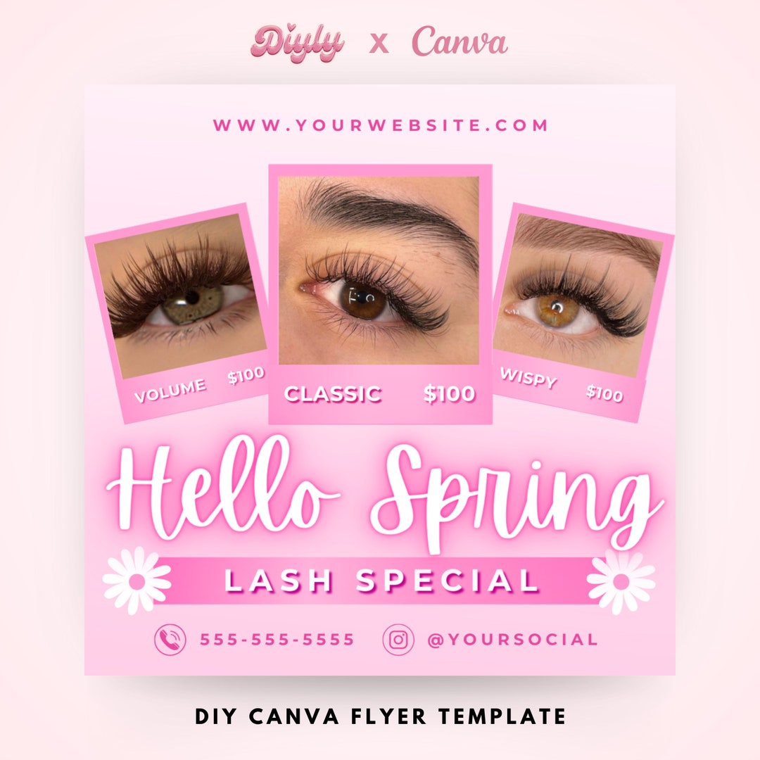 Spring Lash Special Flyer, DIY Editable Canva Template, Hello Spring ...