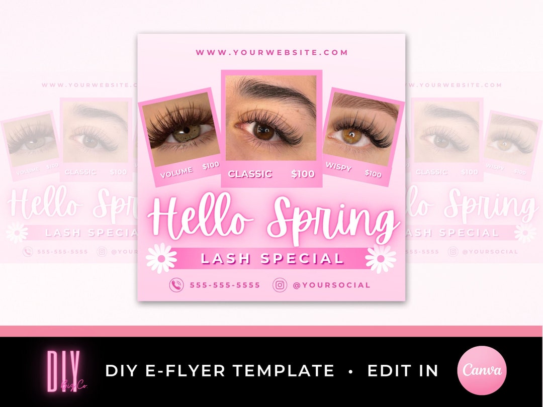 Spring Lash Special Flyer DIY Editable Canva Template Hello - Etsy