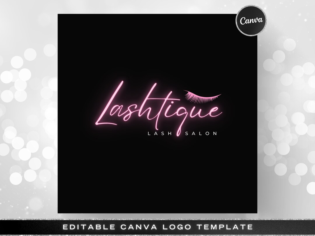 DIY Lash Boutique Logo, Pink Neon Small Business Logo Design, DIY ...