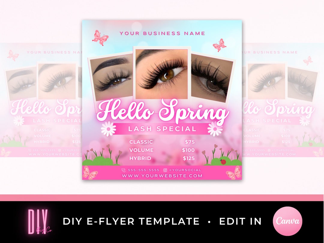 Spring Lash Special Flyer DIY Editable Canva Template Hello - Etsy