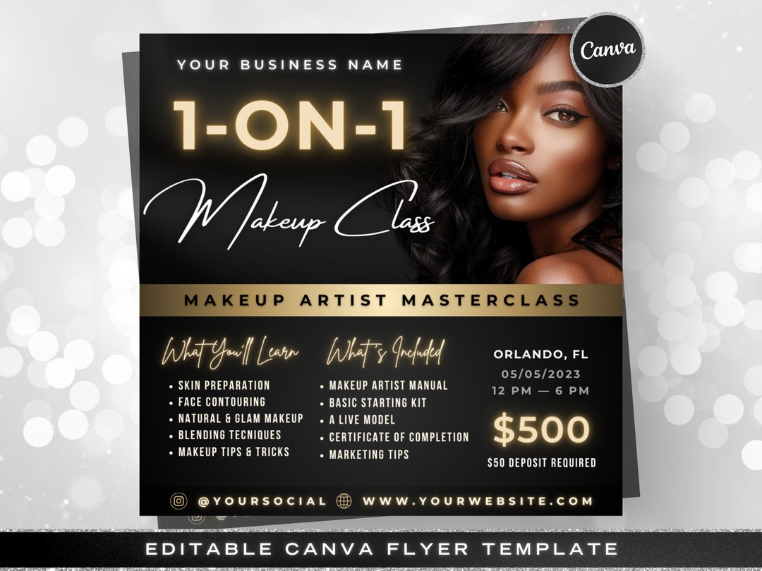 1 on 1 Makeup Class Flyer, DIY Make up Artist Training Masterclass ...
