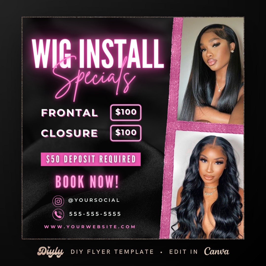 Wig Install Flyer, DIY Hair Special Flyer, Hairstylist Appointments ...