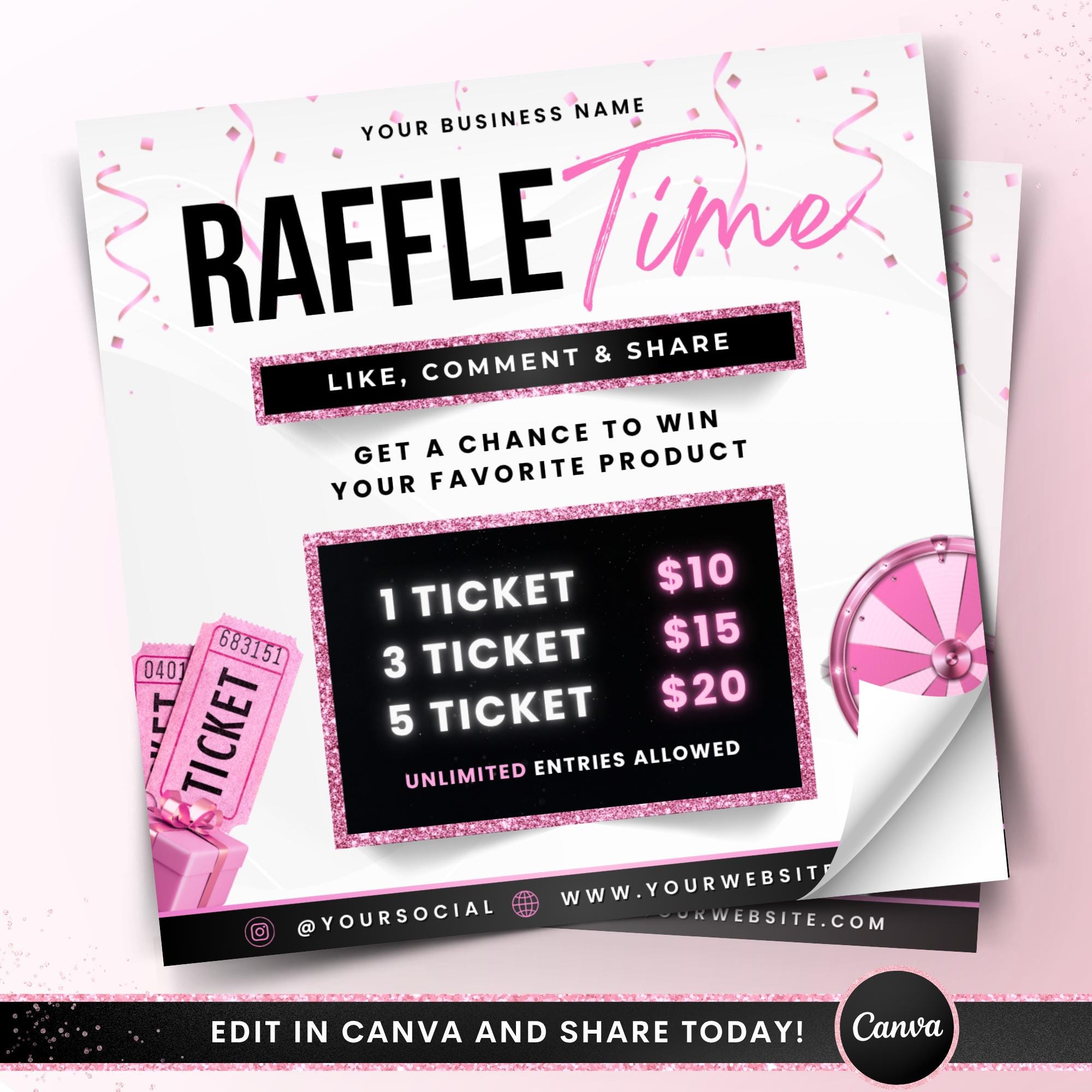 Raffle Flyer Canva Template, Editable Lash Hair Nail Salon Giveaway ...