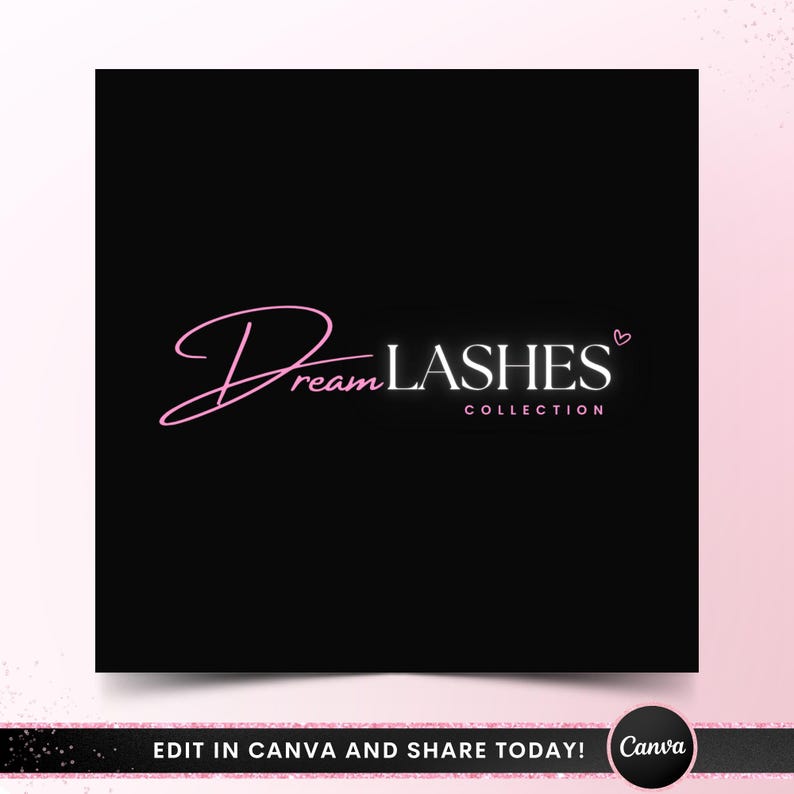 DIY Pink Lash Logo Set, Premade Small Business Logo Design, Custom ...