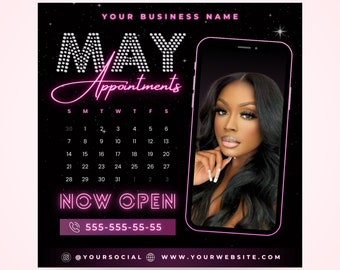 May Bookings Now Available Flyer, DIY Spring Book Now Appointments ...