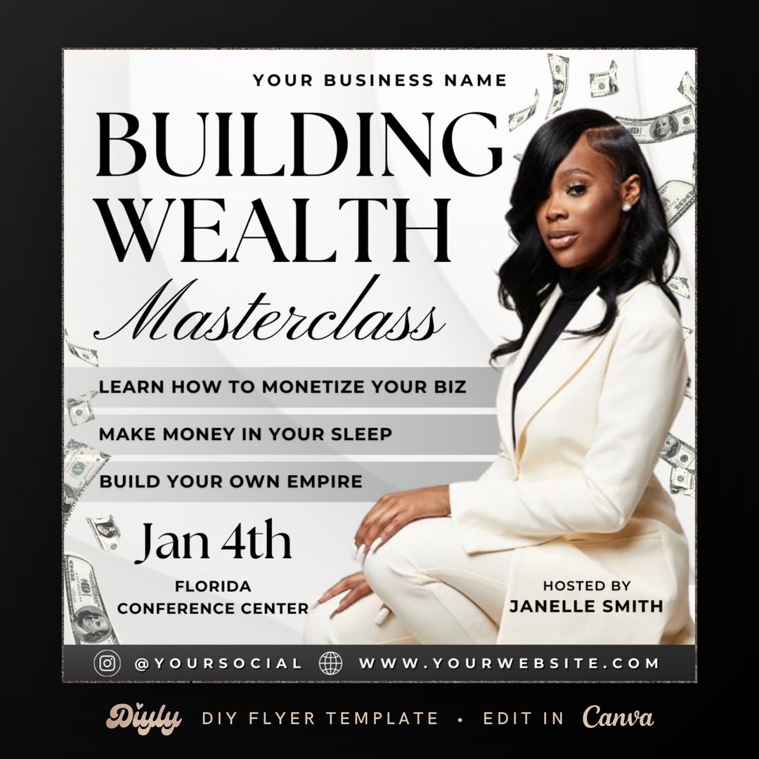 Wealth Masterclass Flyer, DIY Flyer Template Design, Wealth Building ...