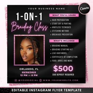 Braid Class Flyer, DIY 1 on 1 Braiding Training Masterclass Course ...