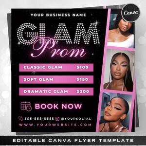 Glam Prom Specials Flyer, DIY Prom Queen Beauty Makeup Artist Hair Nail ...