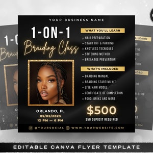 1 on 1 Braiding Class Flyer, DIY Braid Training Masterclass Course ...