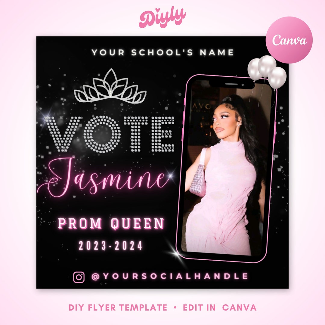 Prom Queen Campaign Flyer DIY Vote for Me Election High - Etsy