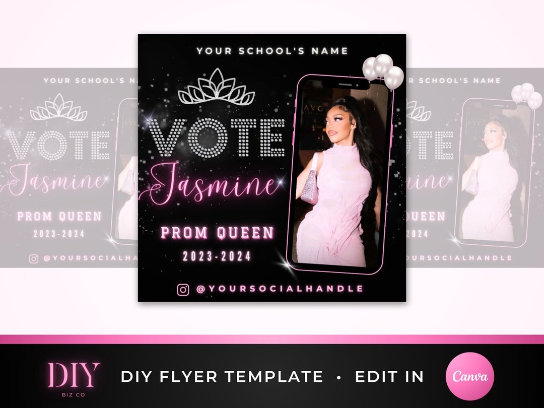 Prom Queen Campaign Flyer DIY Vote for Me Election High - Etsy