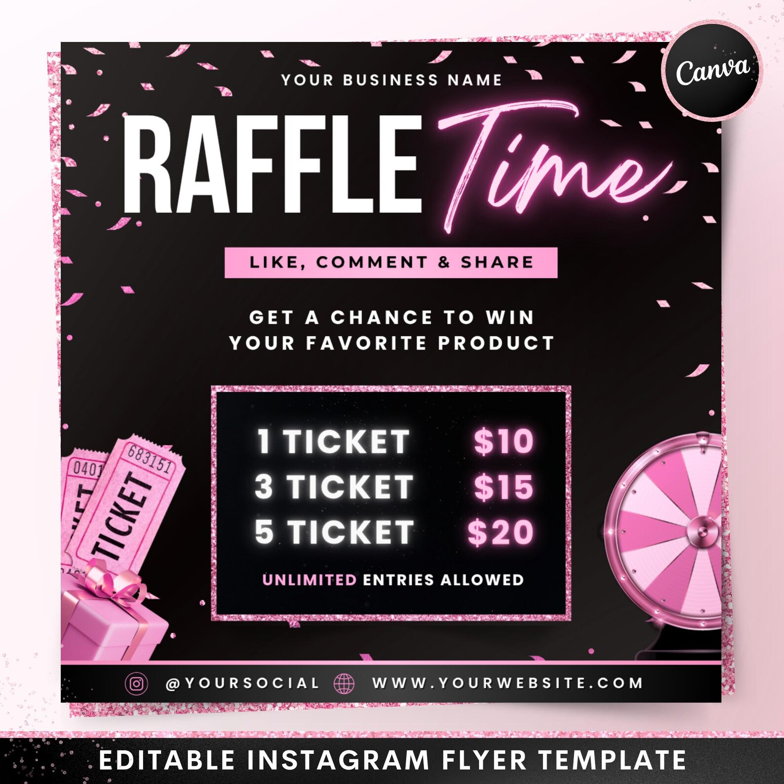 Raffle Flyer Canva Template, Editable Lash Hair Nail Salon Giveaway ...