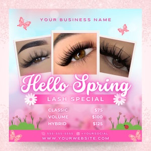 Spring Lash Special Flyer, DIY Editable Canva Template, Hello Spring ...