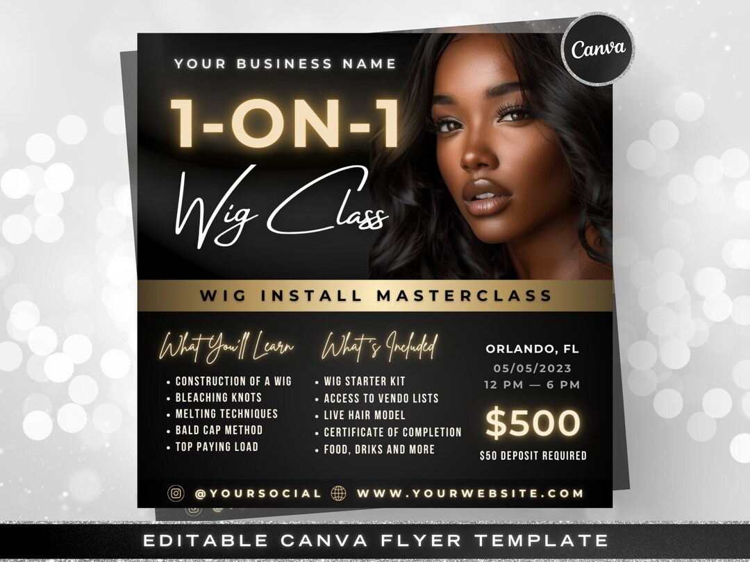 1 on 1 Wig Class Flyer, DIY Wig Install Training Masterclass Course ...