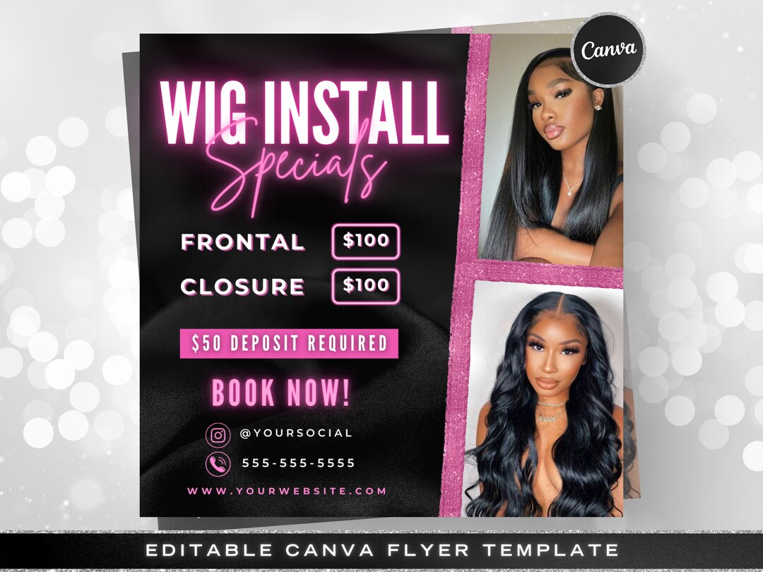 Wig Install Flyer, DIY Hair Special Flyer, Hairstylist Appointments ...
