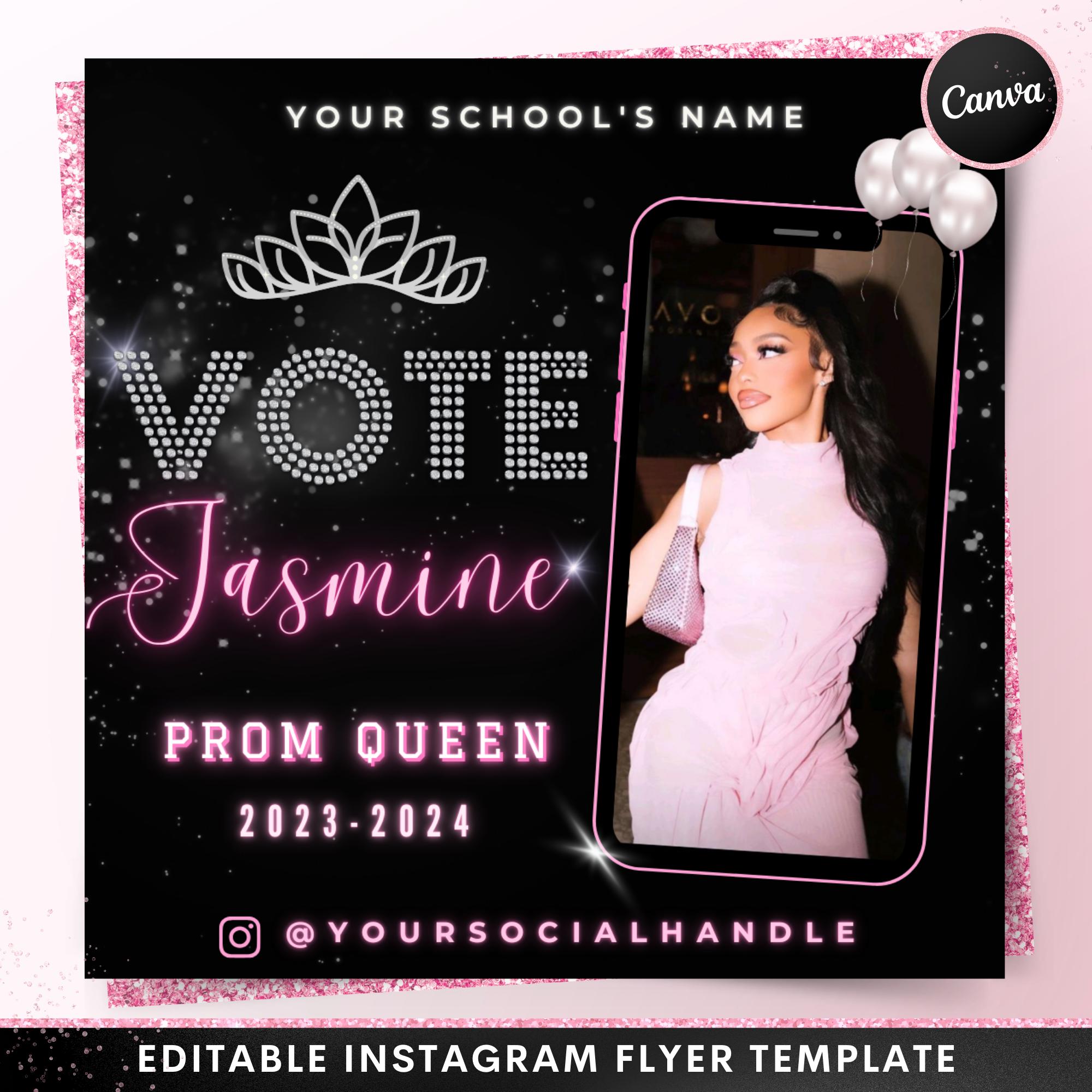 Prom Queen Campaign Flyer, DIY Vote for Me Election High School HBCU ...