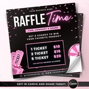 Raffle Flyer Canva Template, Editable Lash Hair Nail Salon Giveaway ...