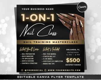 Nail Class Flyer, Nail Training Flyer, 1 on 1 Nail Class, Nail Course ...