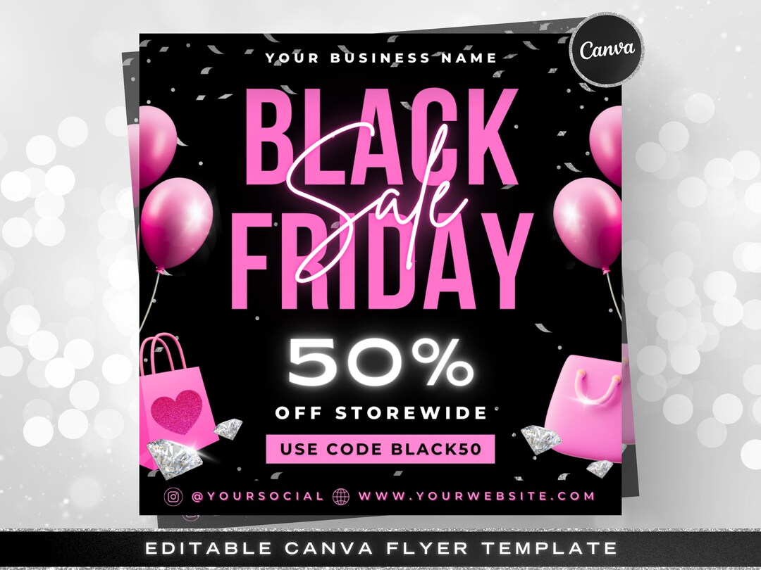 Black Friday Sale Flyer, DIY Pink Friday Promo Book Now Appointments ...