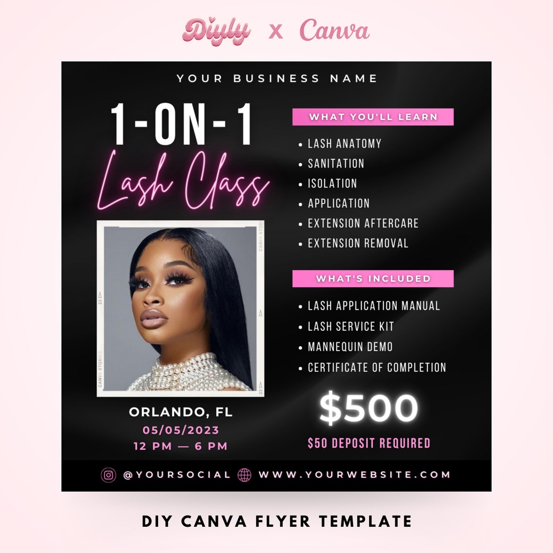 1 on 1 Lash Class Flyer, DIY Lash Training Masterclass Course Template ...