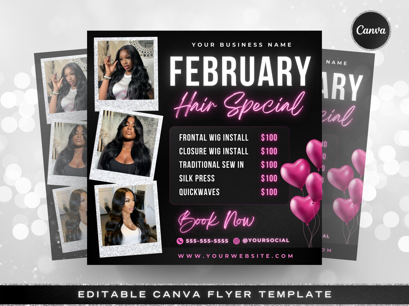 February Hair Special Flyer, Hair Salon Wig Sale Price List, February ...