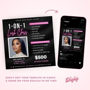 1 on 1 Lash Class Flyer, DIY Lash Training Masterclass Course Template ...