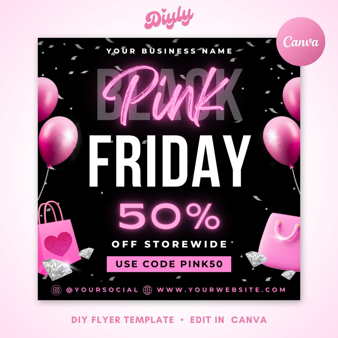 Pink Friday Sale Flyer DIY Black Friday Promo Book Now - Etsy