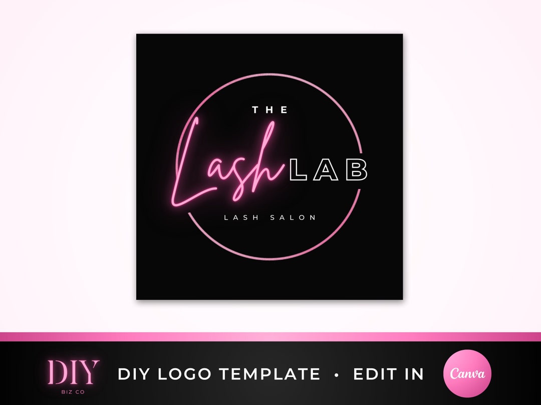 DIY Lash Boutique Logo Pink Neon Small Business Logo Design - Etsy