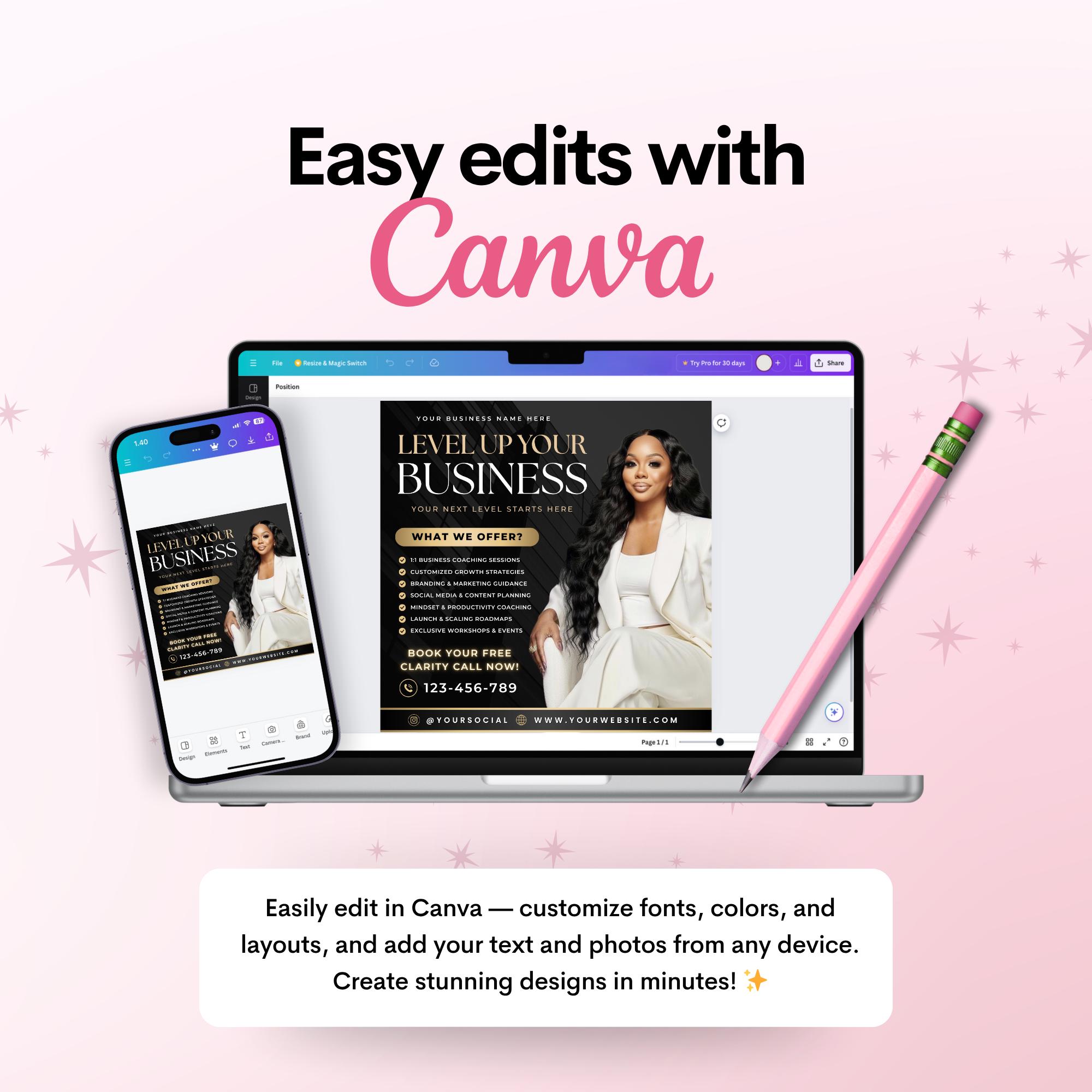 Business Coach Flyer, DIY Business Coaching Flyer Template, Editable ...