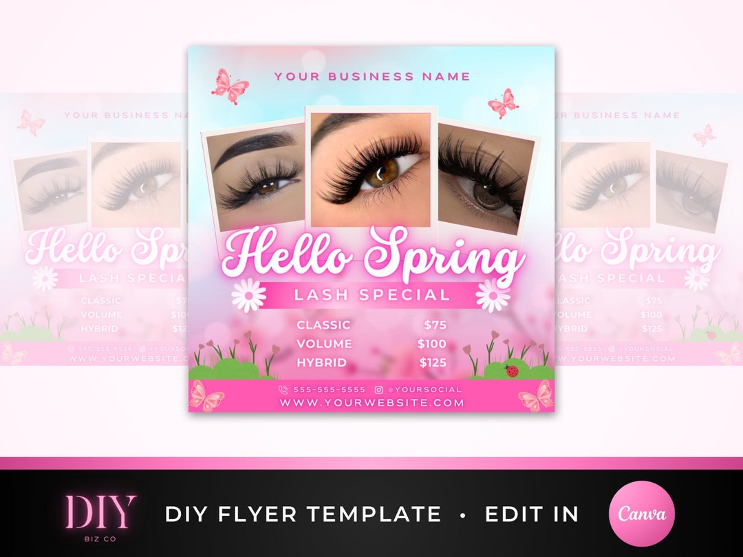 Spring Lash Special Flyer DIY Editable Canva Template Hello - Etsy