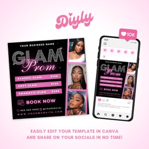 Glam Prom Specials Flyer, DIY Prom Queen Beauty Makeup Artist Hair Nail ...